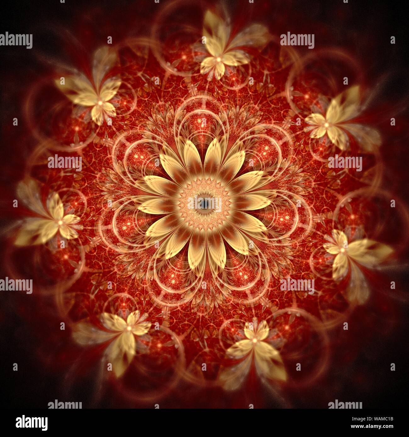 Dark red fractal flower focus, digital artwork Stock Photo - Alamy
