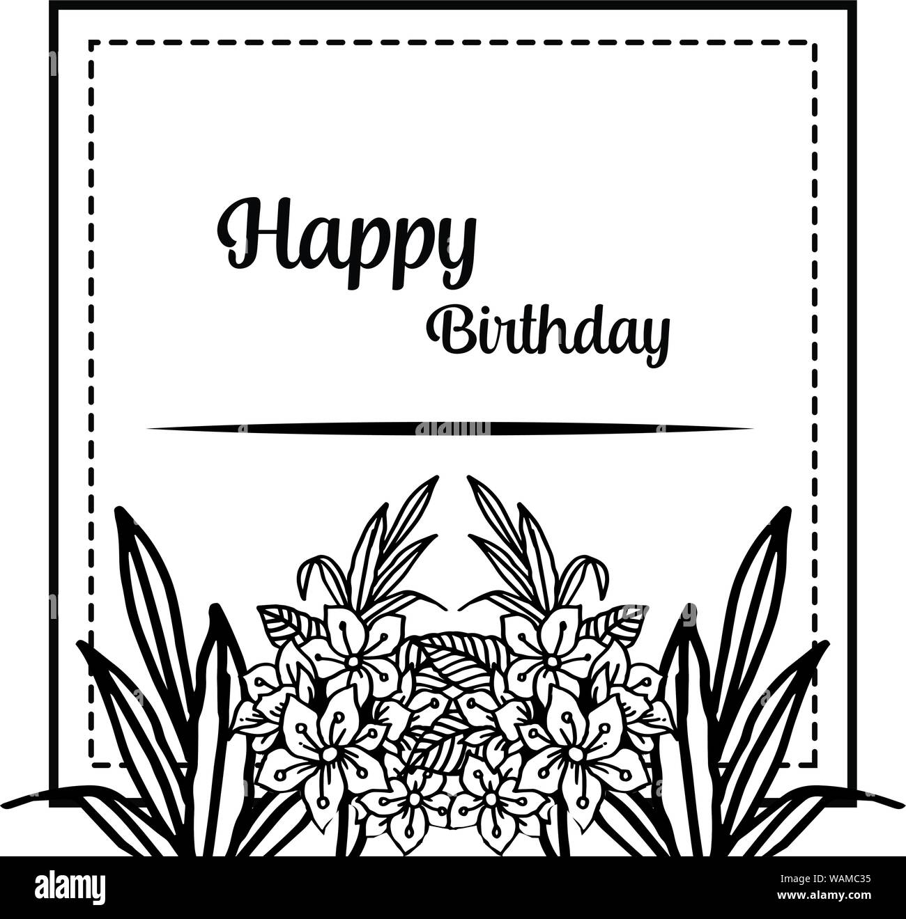 Unique decoration frame, with beautiful flower and leaves, greeting ...