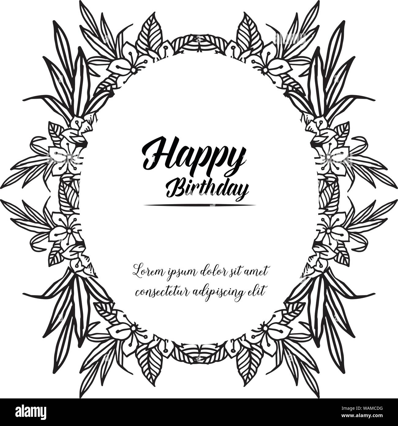 Unique decoration frame, with beautiful flower and leaves, greeting ...