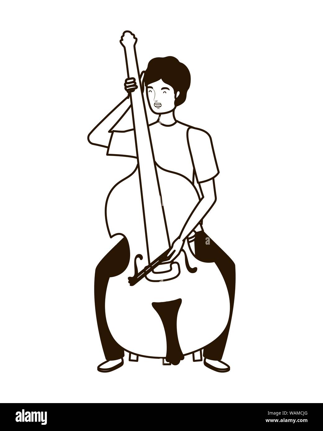 silhouette of man with fiddle on white background Stock Vector Image ...