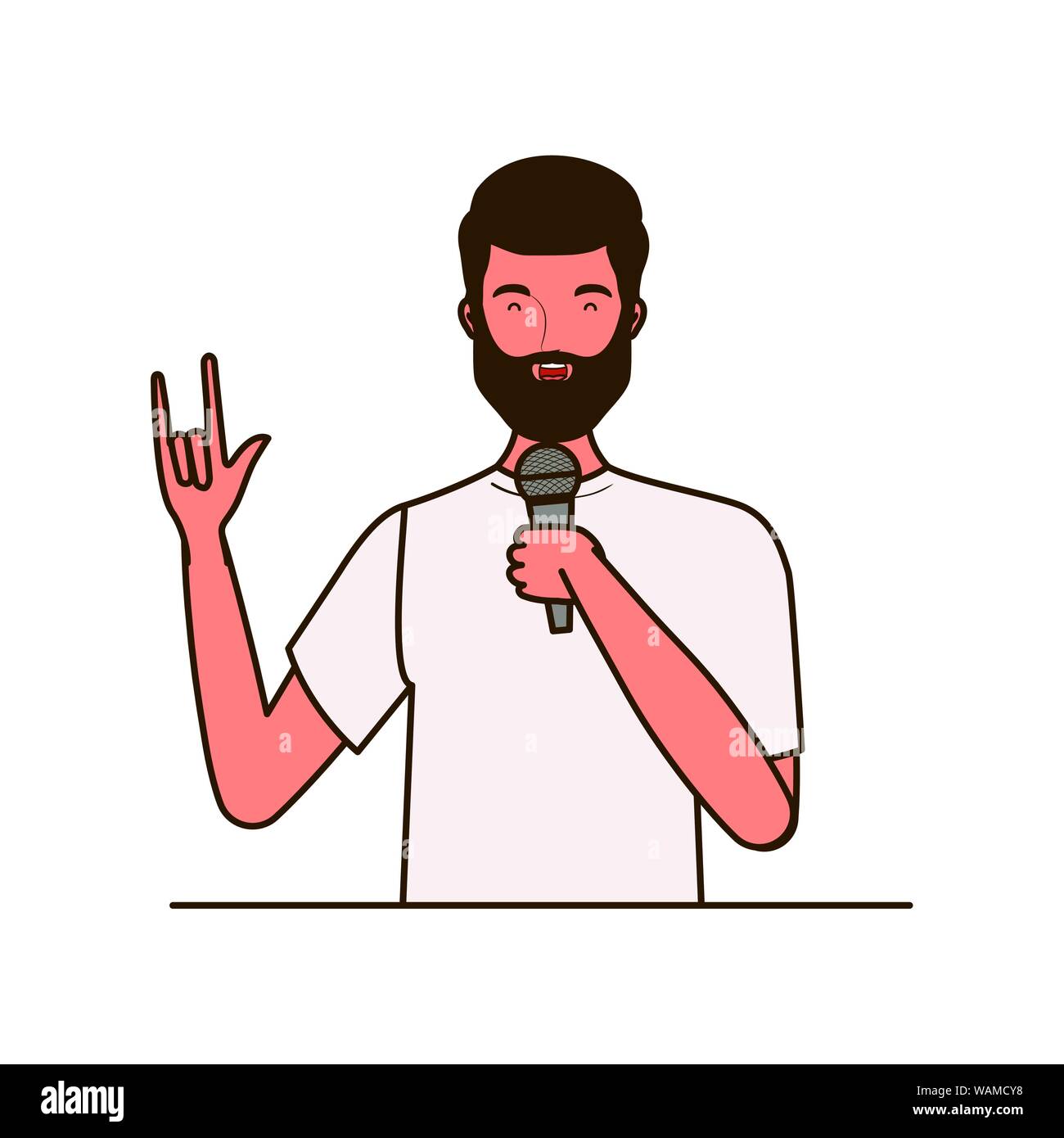young man with microphone on white background Stock Vector Image & Art ...