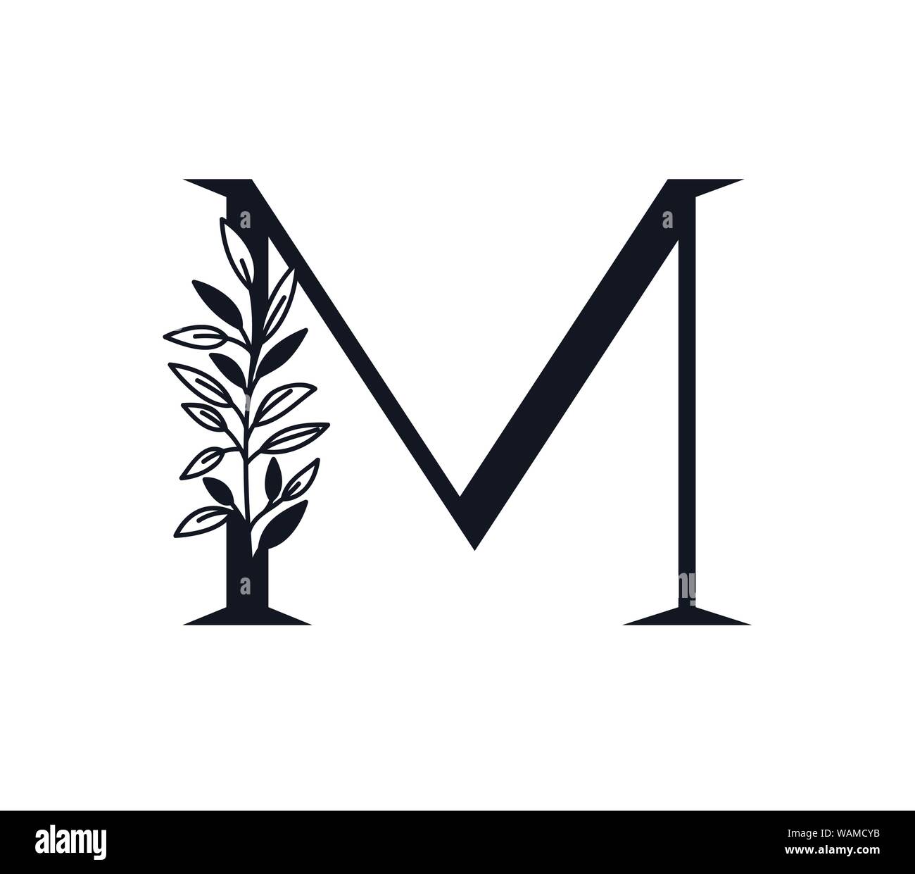 letter M of the alphabet with leaves Stock Vector Image & Art - Alamy