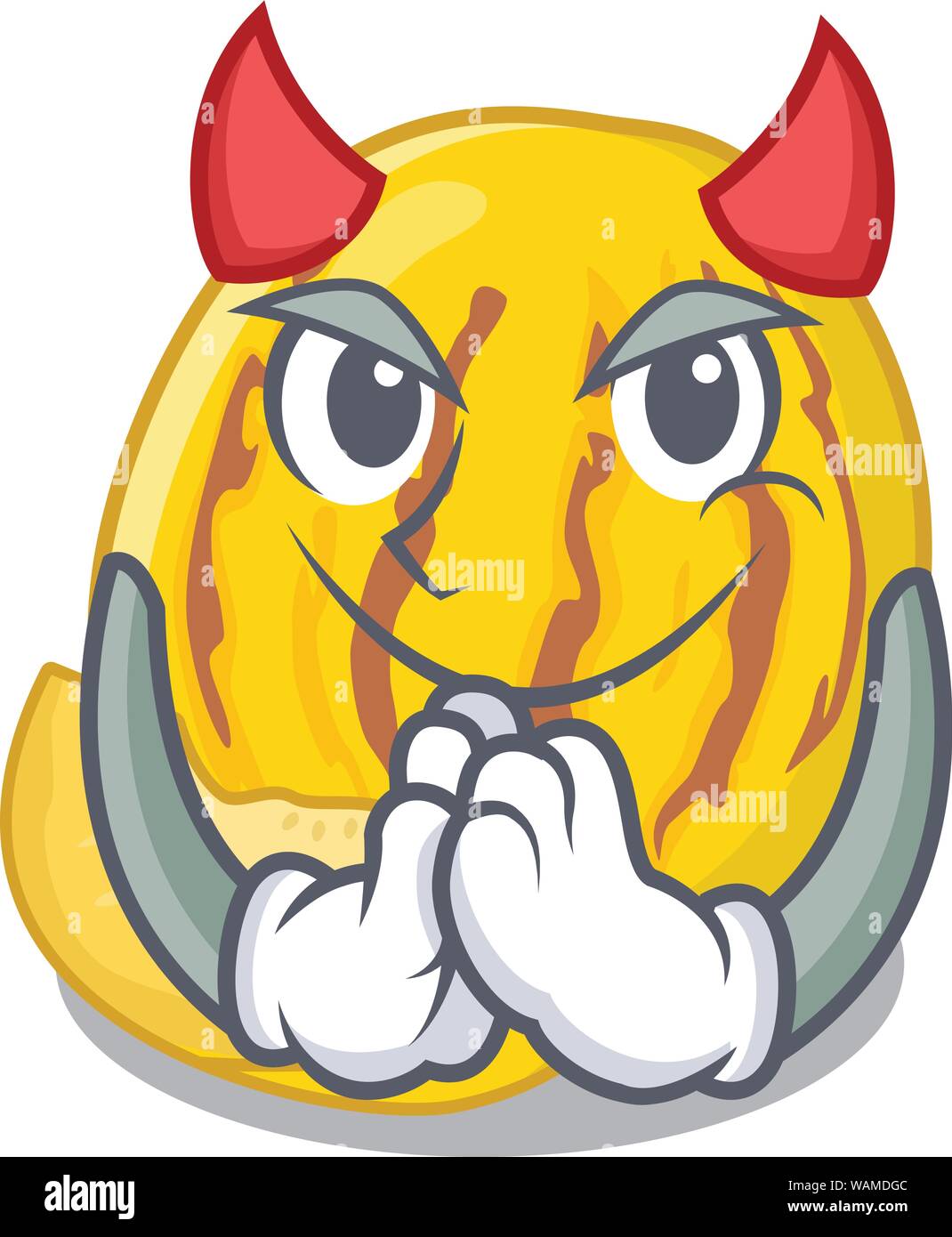 Devil fruit melon cartoon character with mascot vector illustration ...