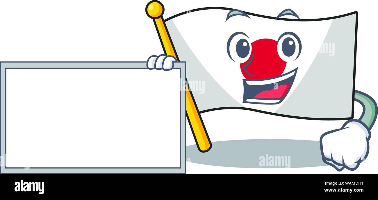 With board Japan flag hoisted inside cartoon pole Stock Vector Image ...