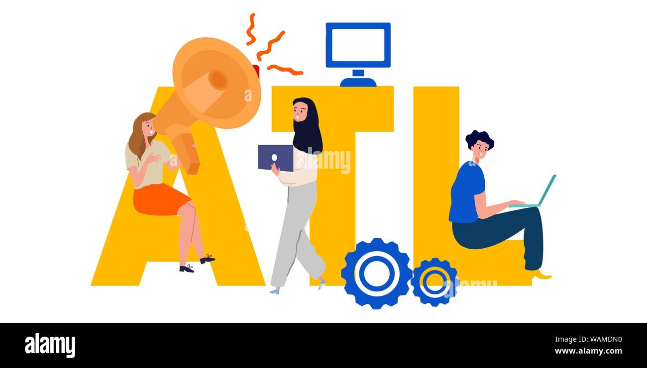 ATL or Above The Line Advertising concept image of a businessman with ...