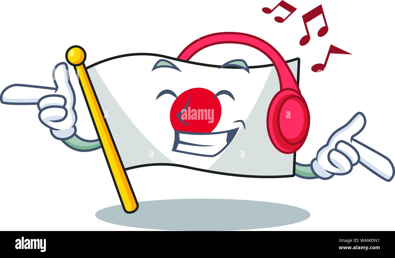 Listening music flag Japan in the cartoon shape Stock Vector Image ...