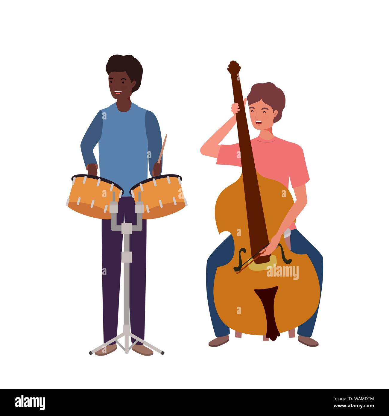 men with musicals instruments on white background Stock Vector Image ...