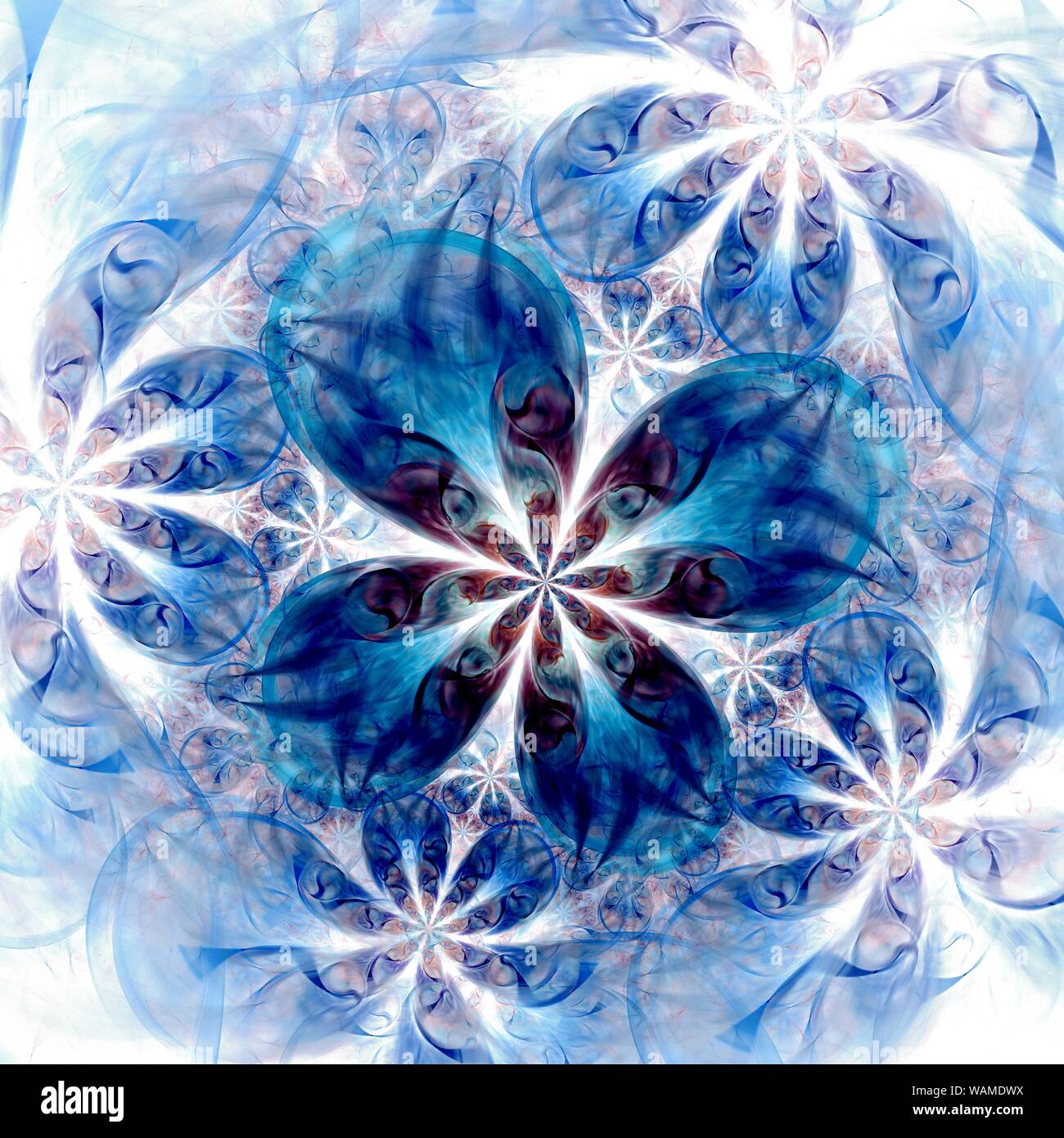 Colorful fractal flower pattern, blue digital artwork Stock Photo - Alamy