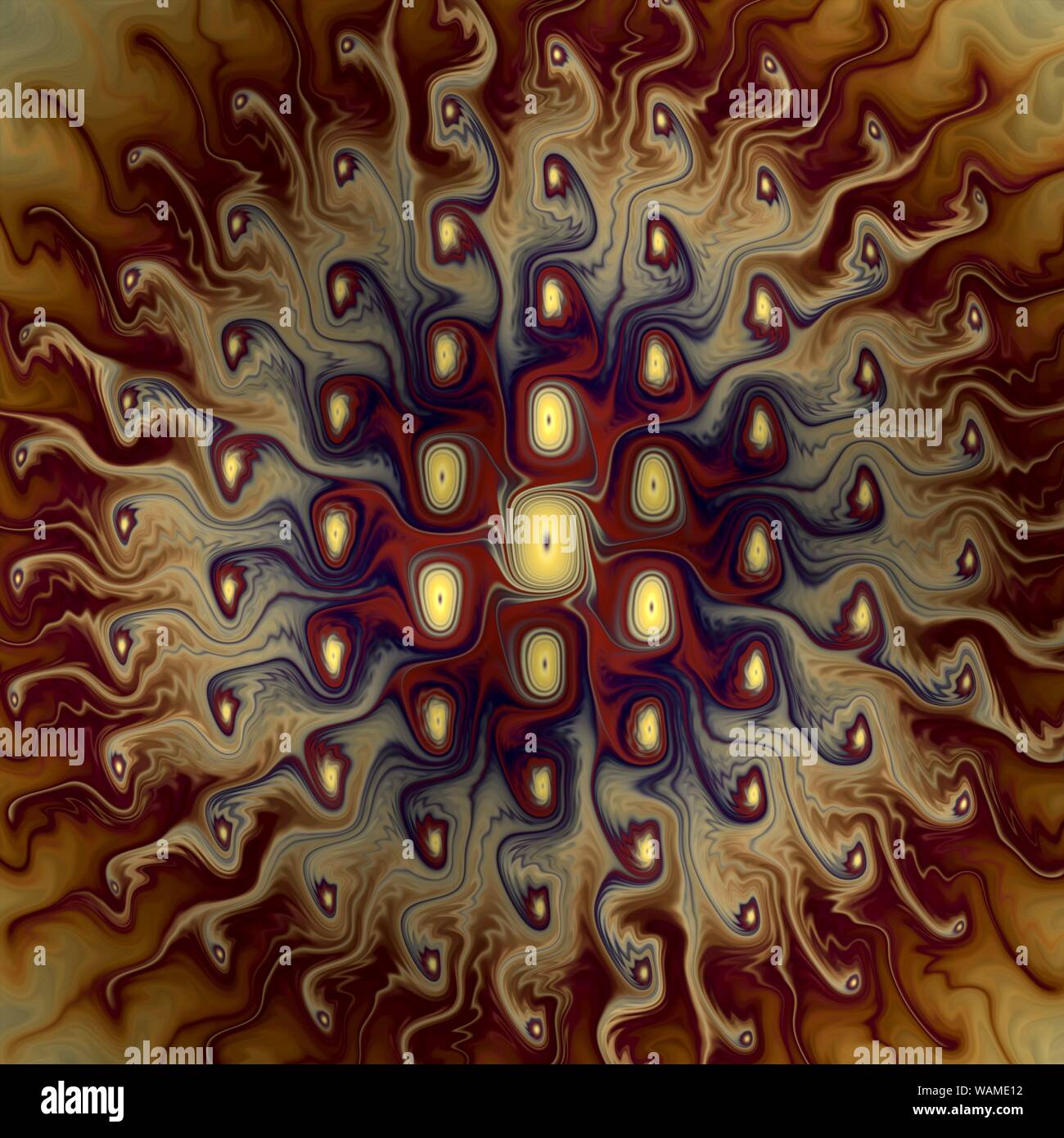 Symmetrical art fractal, yellow and golden flower Stock Photo - Alamy