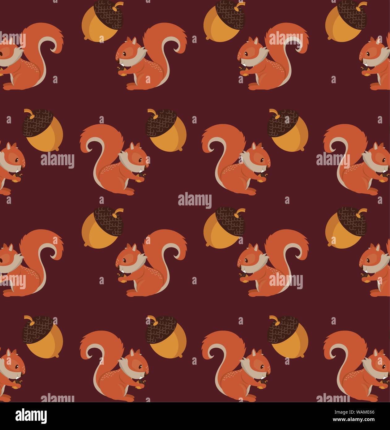 Squirrels and nuts cartoons pattern background Stock Vector Image & Art ...