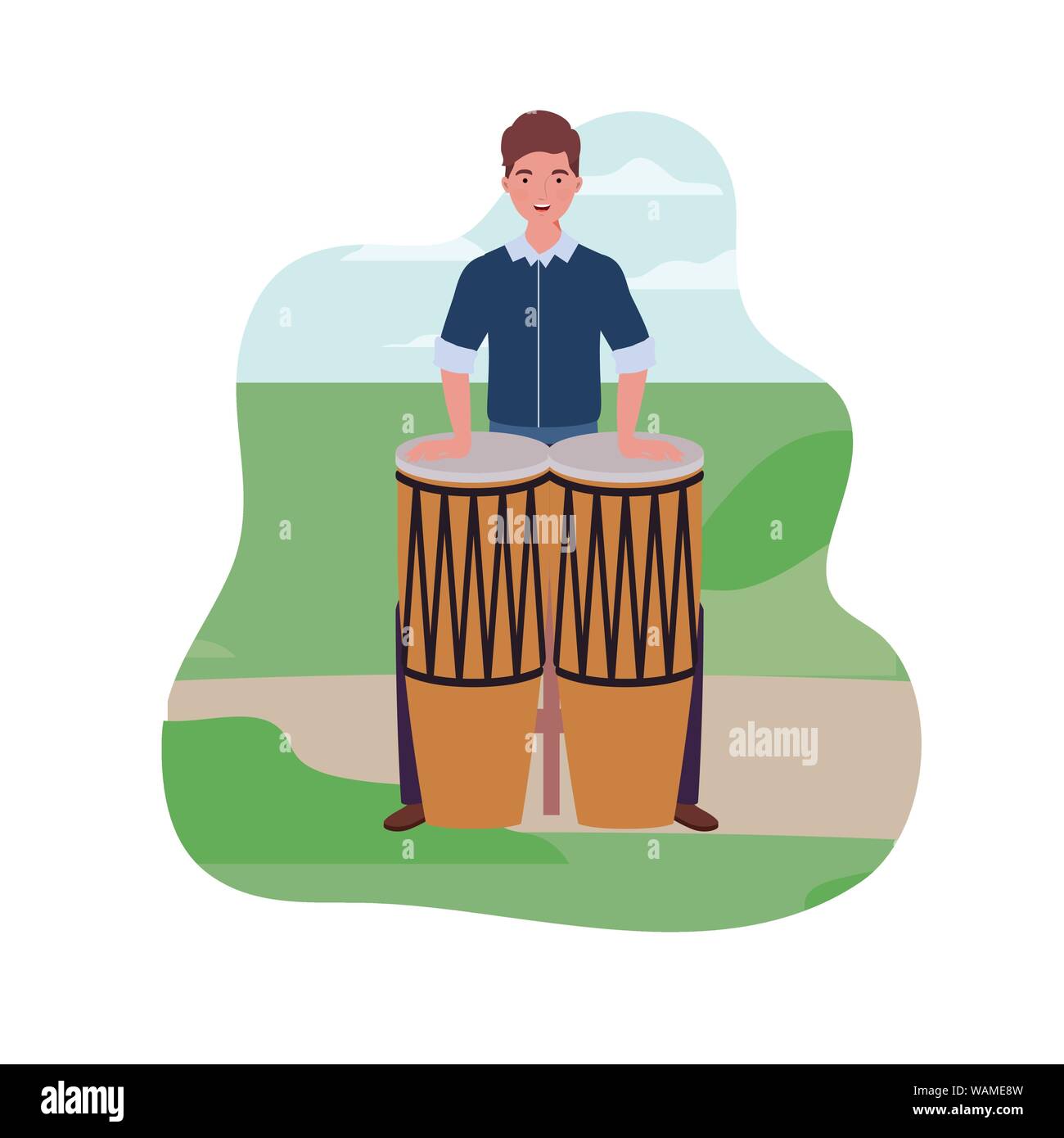 young man with congas in background landscape Stock Vector Image & Art ...