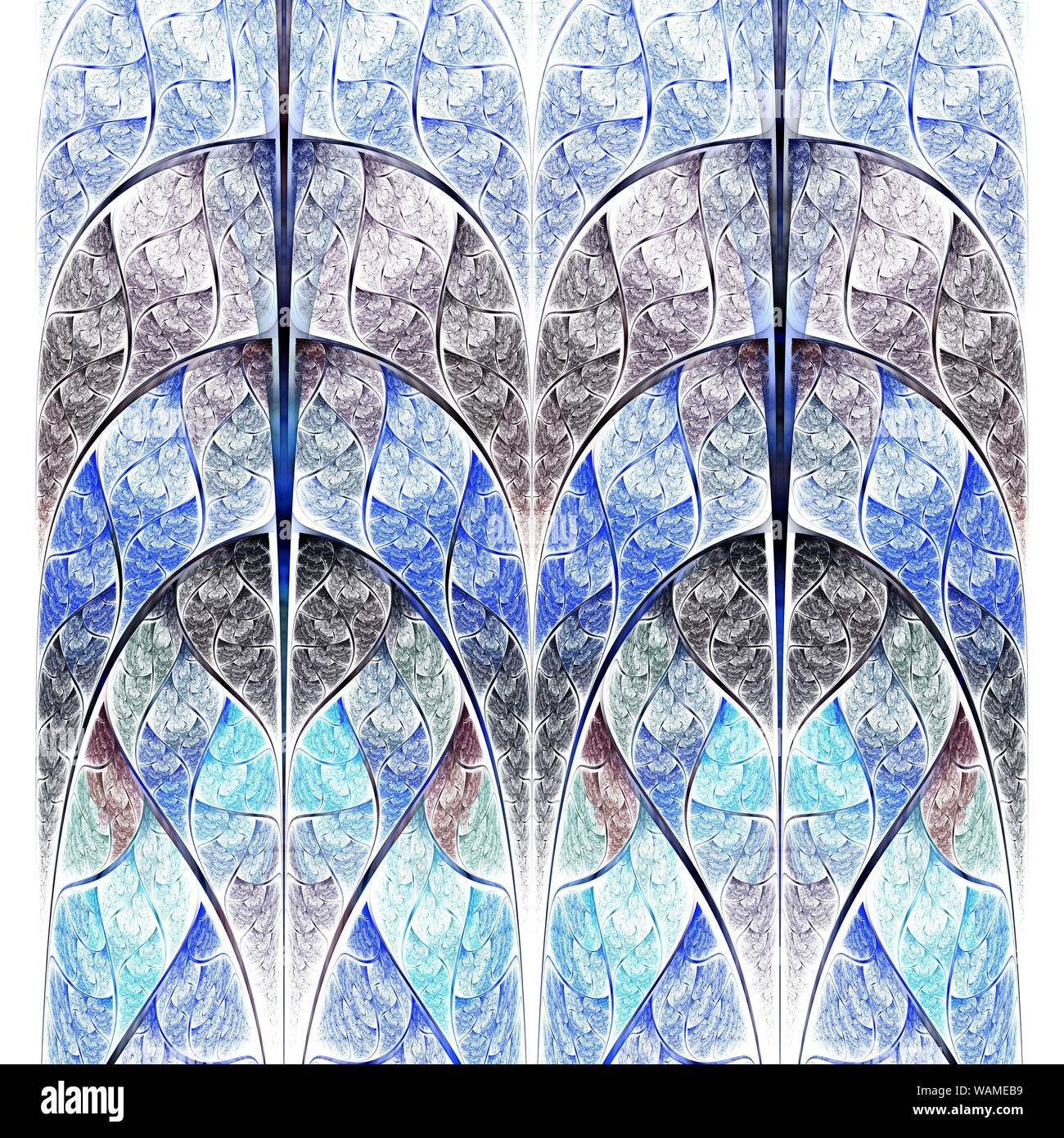 Symmetrical blue fractal flower, digital logarithm for creative graphic ...