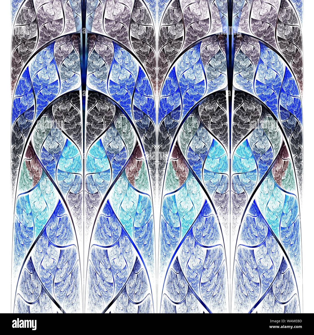 Symmetrical blue fractal flower, digital logarithm for creative graphic ...