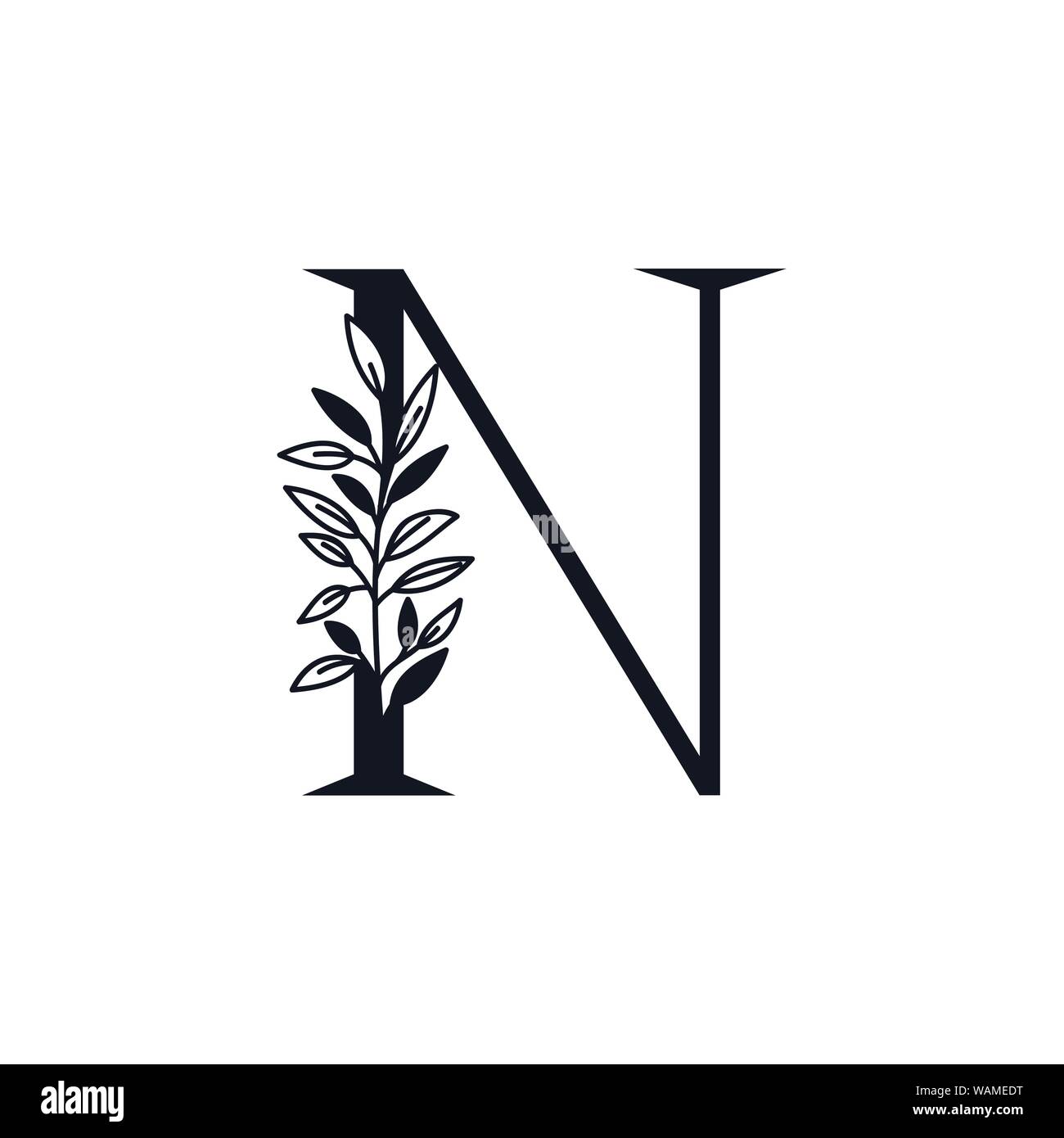 letter N of the alphabet with leaves Stock Vector Image & Art - Alamy