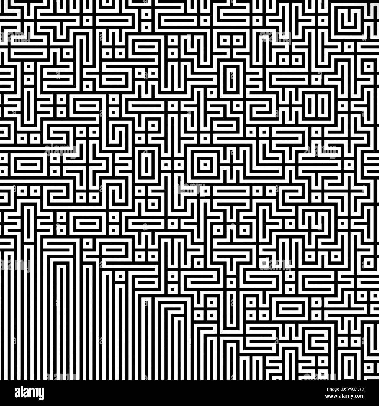 Fractal black line intersecting abstract maze / labyrinth Stock Photo ...