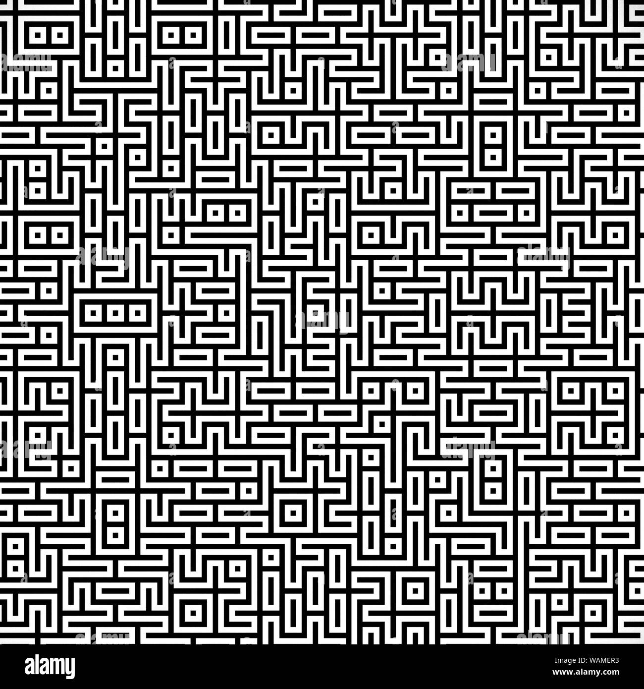 Fractal black line intersecting abstract maze / labyrinth Stock Photo ...