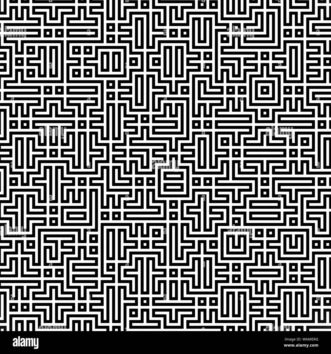 Fractal black line intersecting abstract maze / labyrinth Stock Photo ...