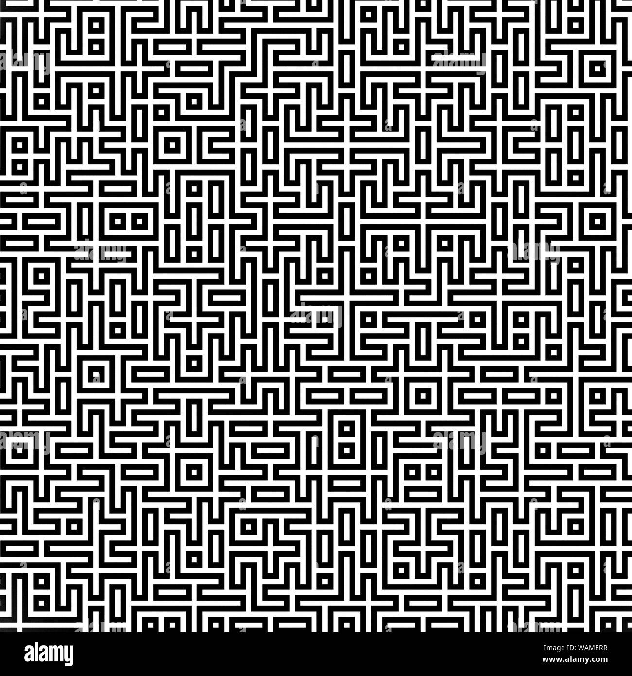 Fractal black line intersecting abstract maze / labyrinth Stock Photo ...