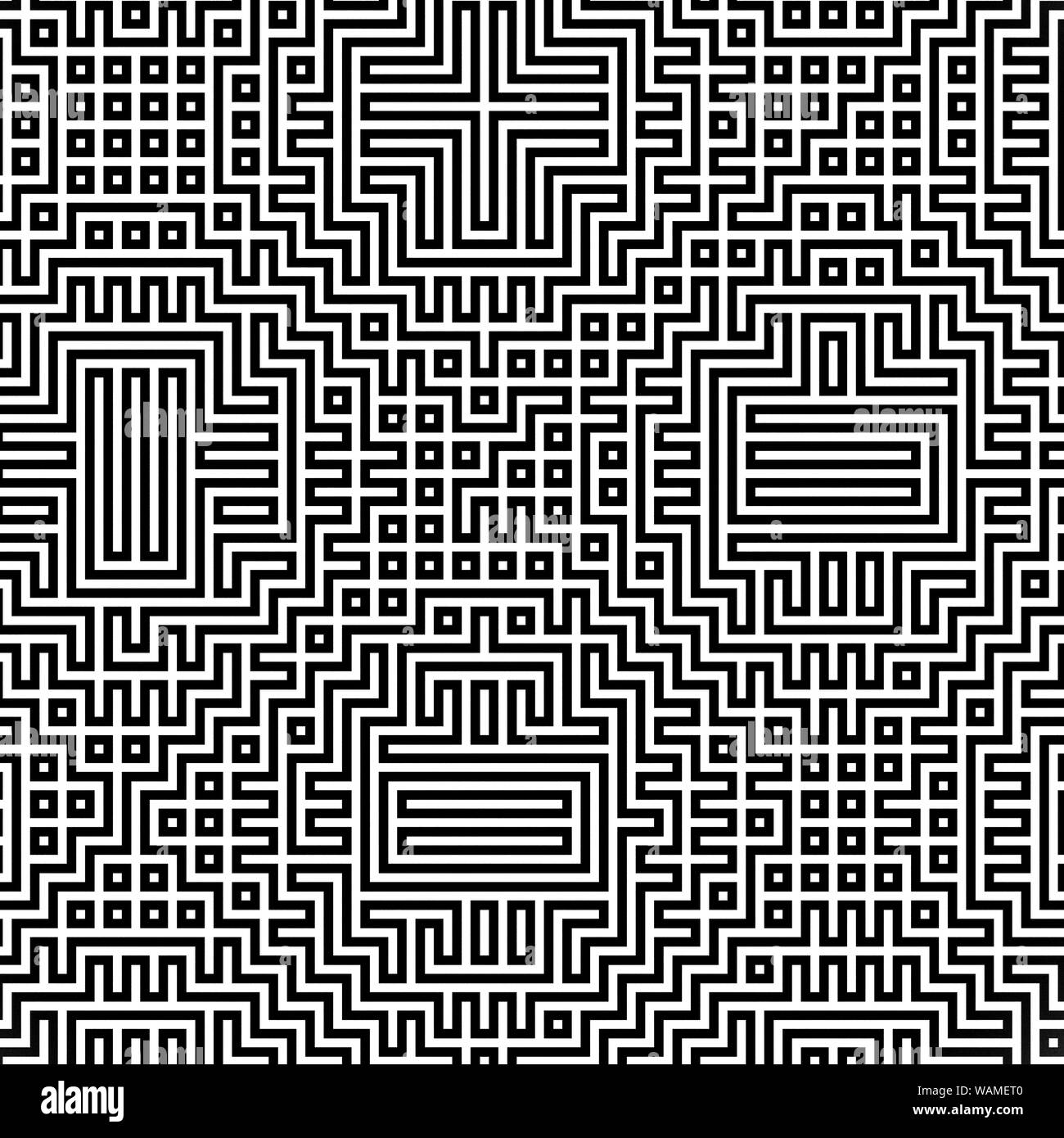 Fractal black line intersecting abstract maze / labyrinth Stock Photo ...