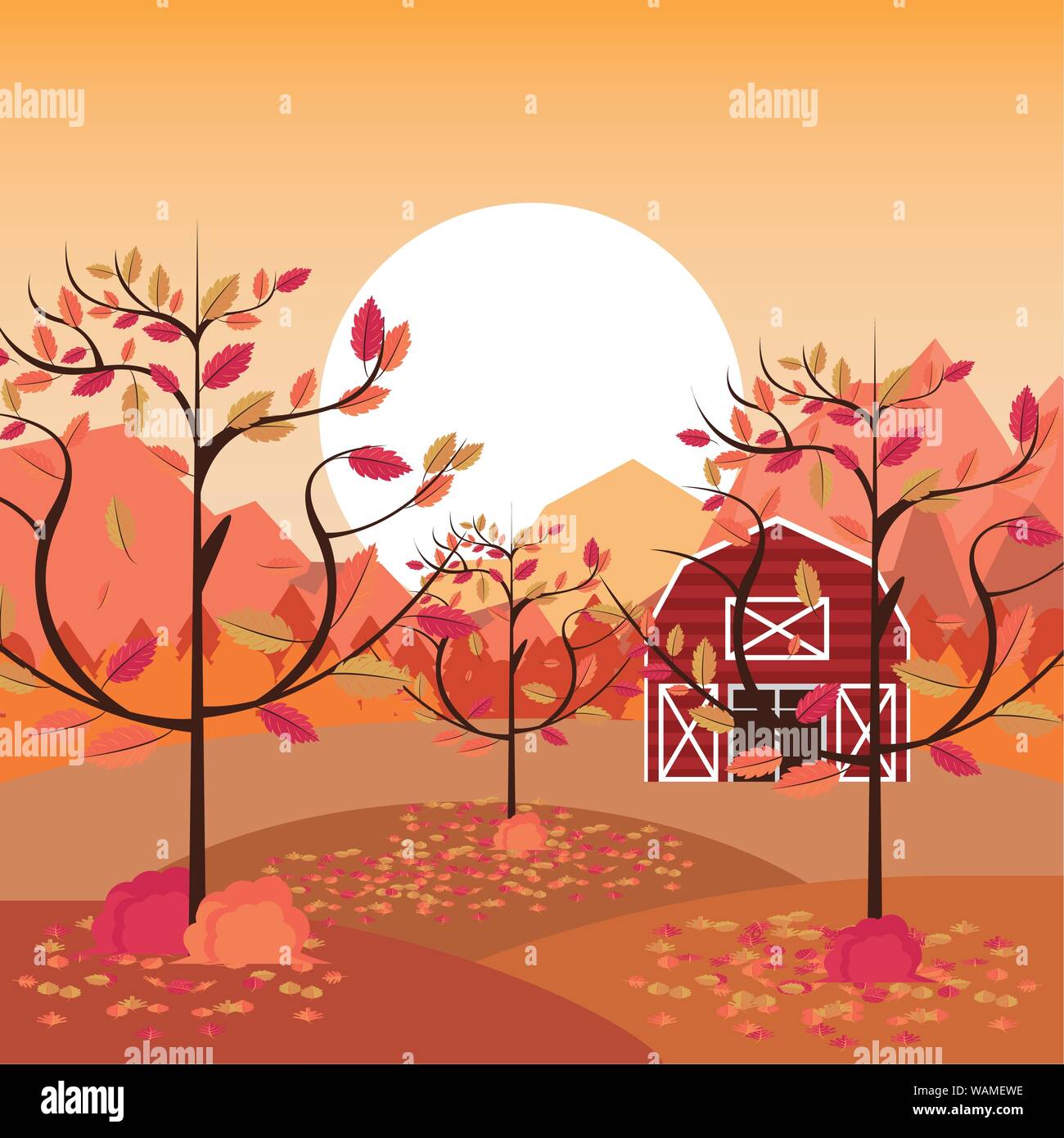 Autumn season nature scenery cartoons Stock Vector Image & Art - Alamy