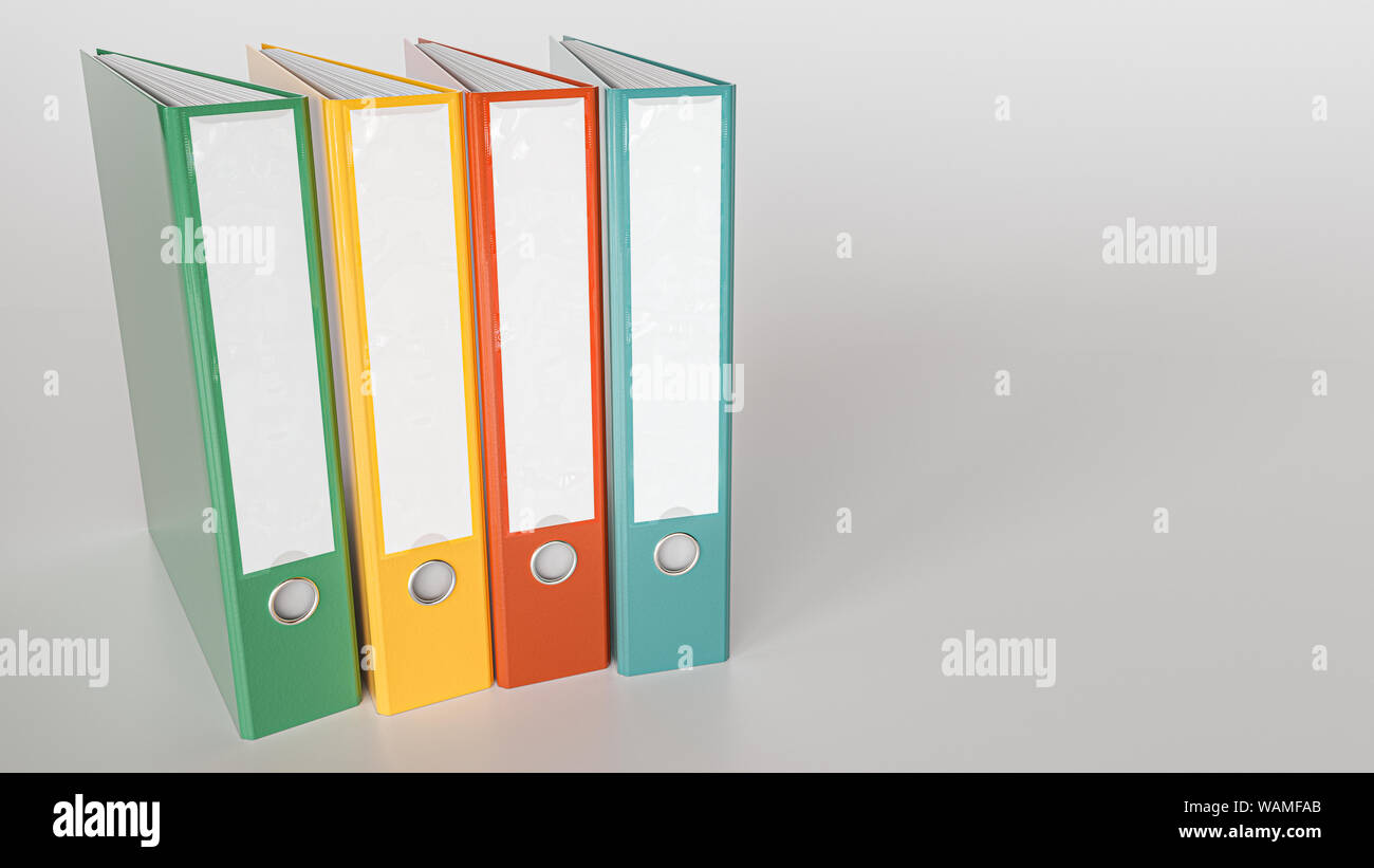 Colorful folders on white ground as 3d Rendering Stock Photo - Alamy