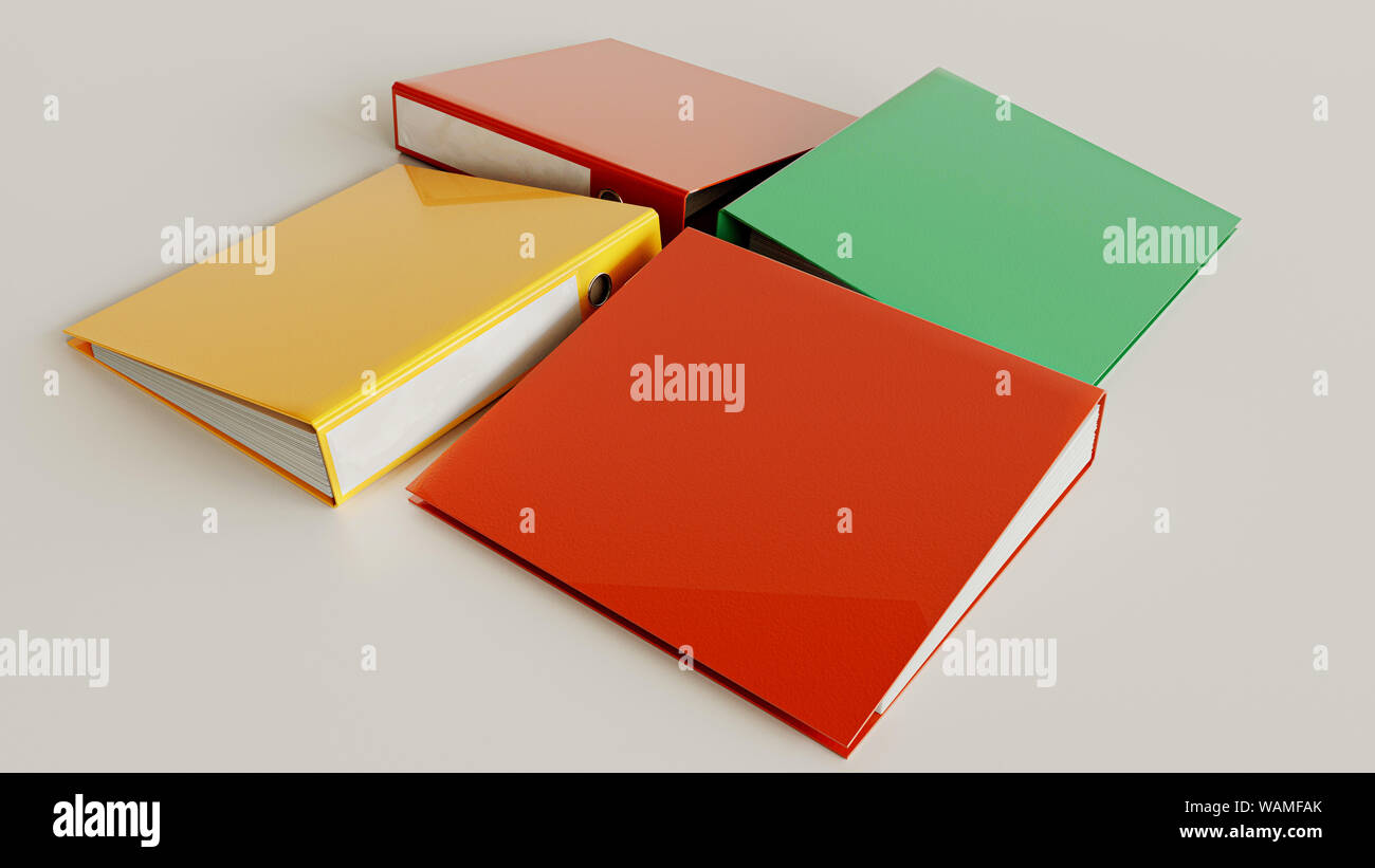 Colorful folders on white ground as 3d Rendering Stock Photo - Alamy