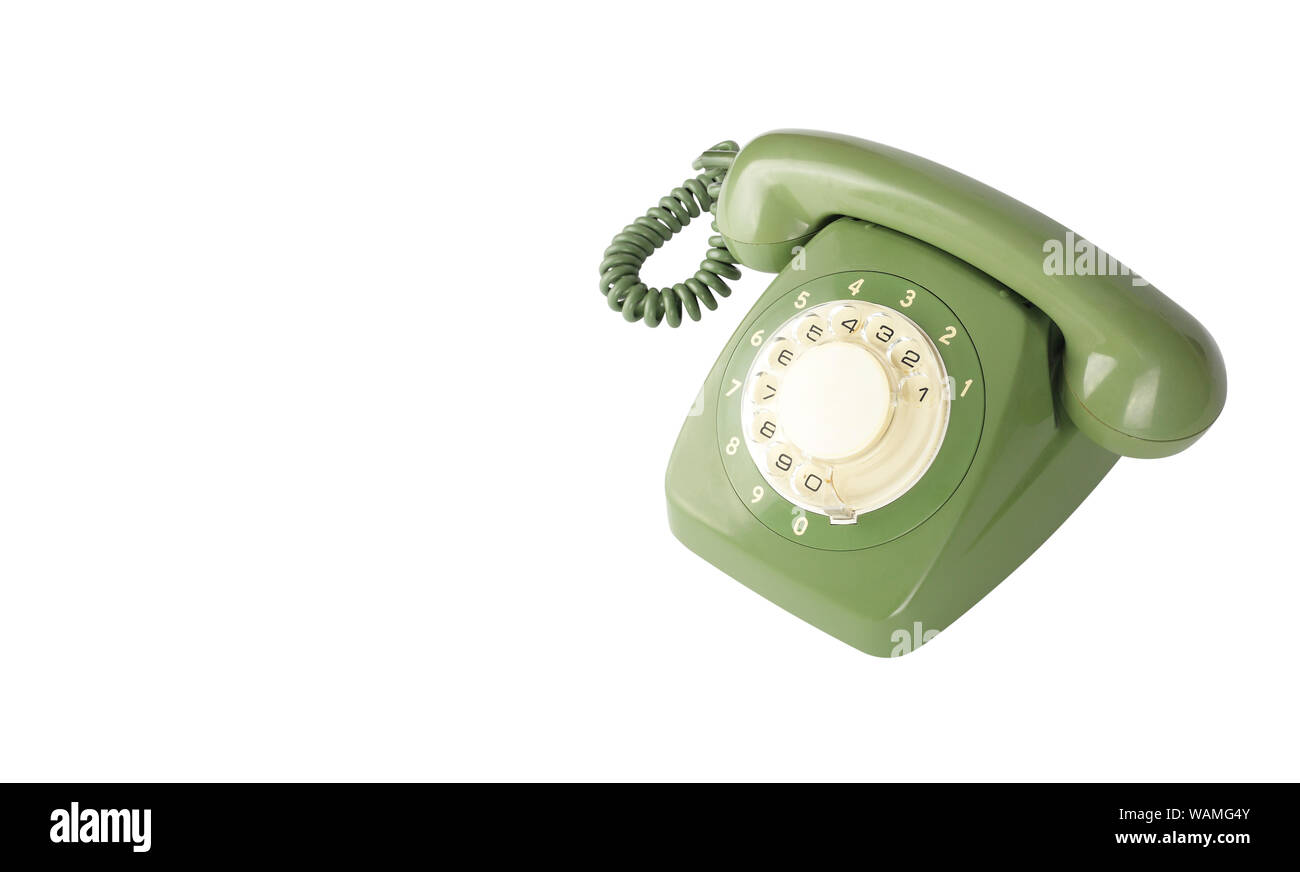 Beautiful green vintage phone isolated on a white background Stock ...