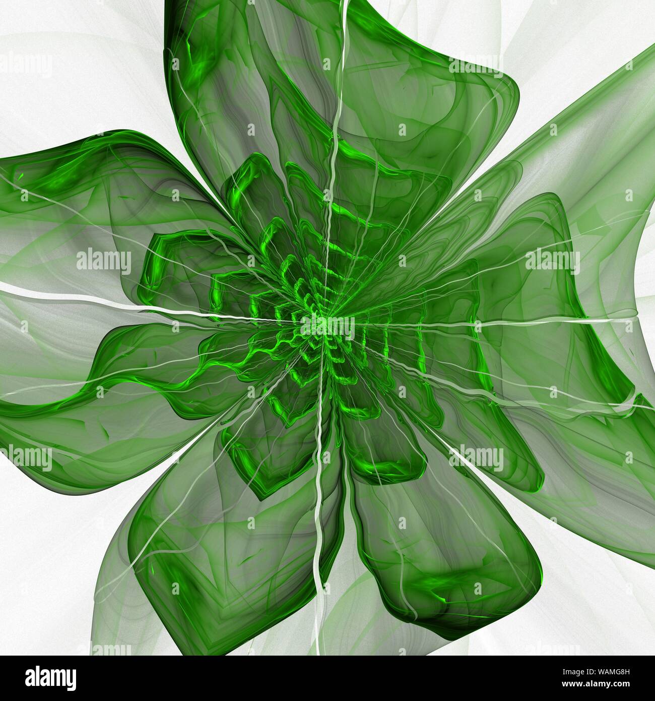 Symmetrical green fractal flower, digital artwork for creative graphic ...
