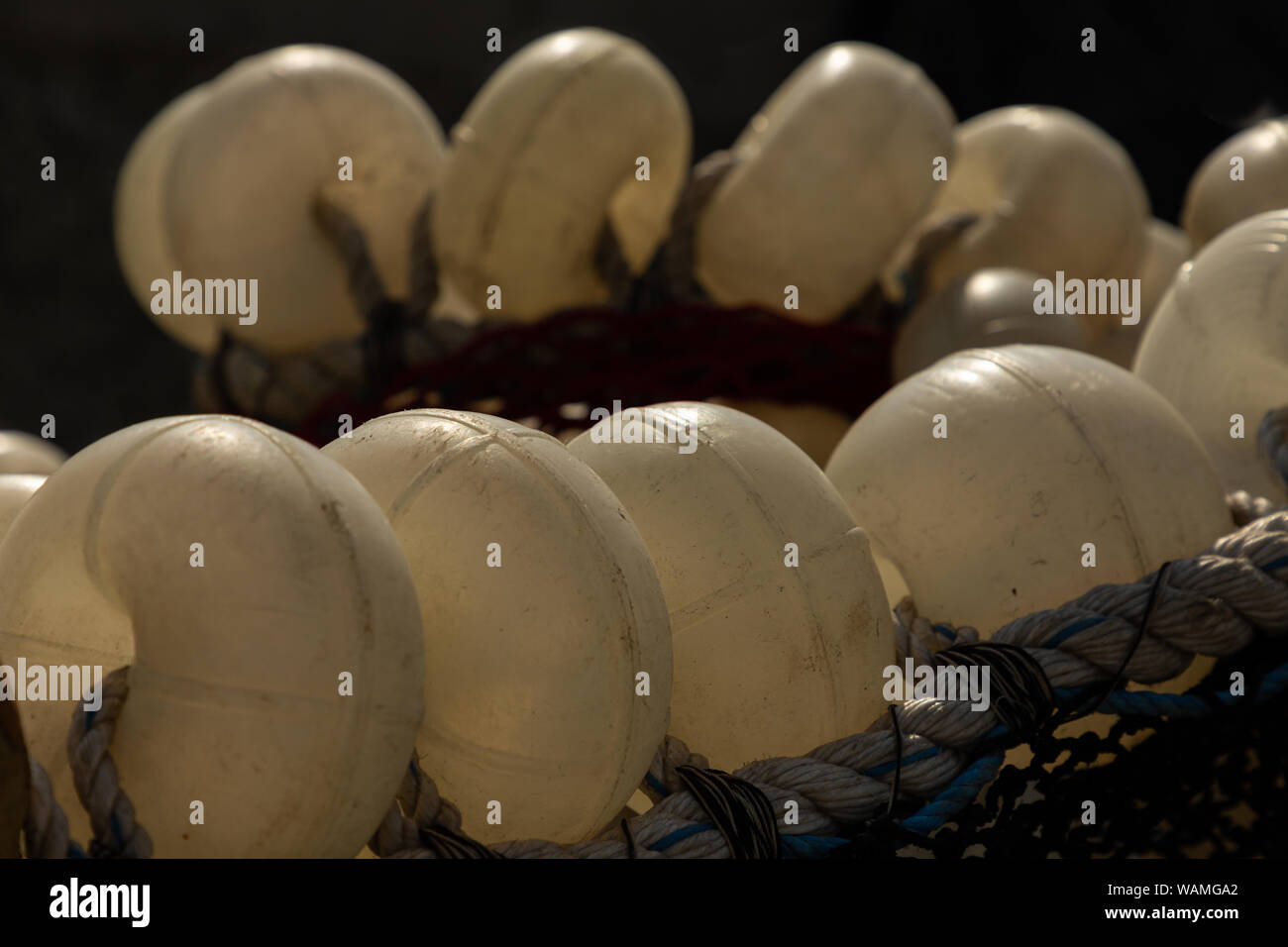 plastic floats on the edge of a fishing net Stock Photo - Alamy
