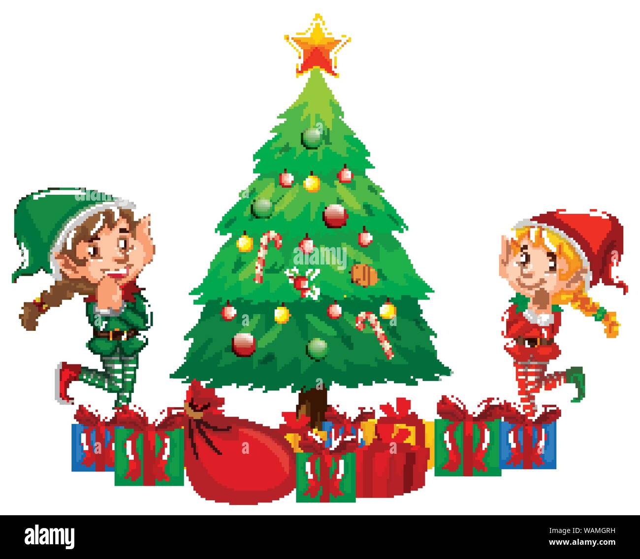 Elves Decorating Christmas Tree Clipart at Barbara Fowler blog