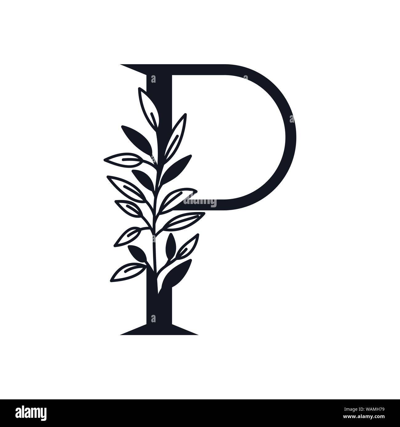 letter P of the alphabet with leaves Stock Vector Image & Art - Alamy