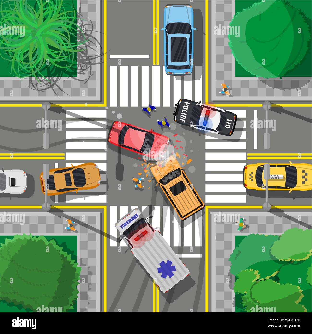 Road accident between two cars on crossroad Stock Vector Image & Art ...