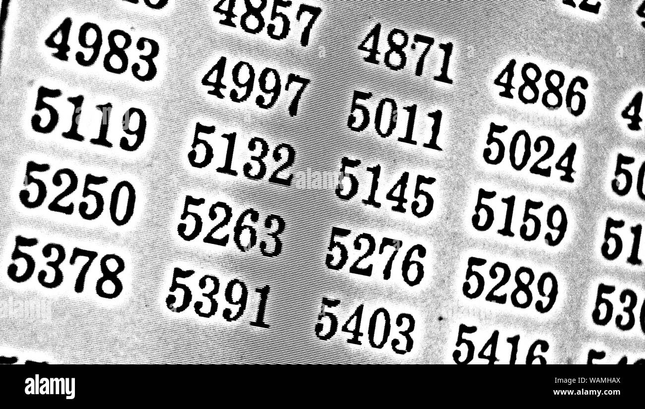 White background HDR with many numbers in perspective Stock Photo - Alamy