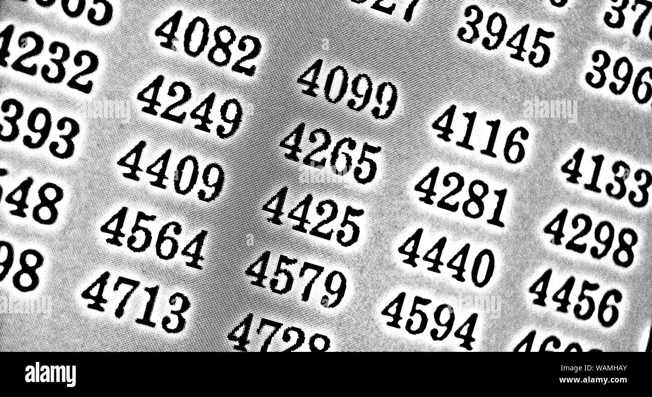 White background HDR with many numbers in perspective Stock Photo - Alamy