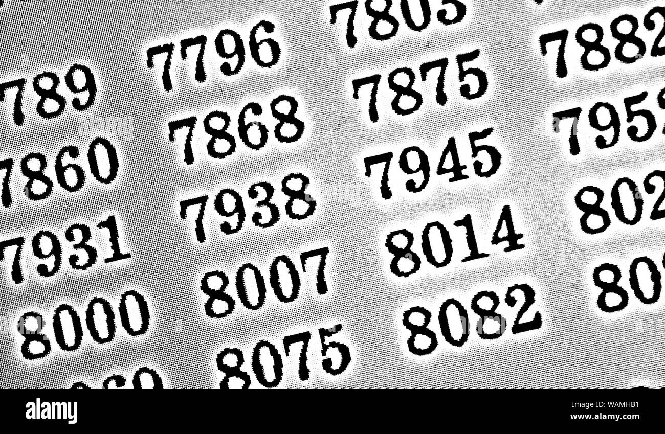 White background HDR with many numbers in perspective Stock Photo - Alamy