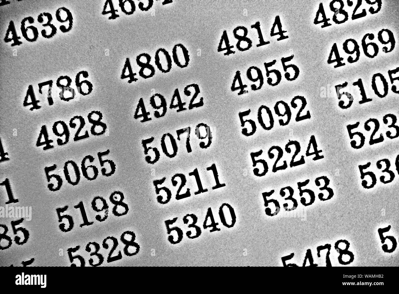 White background HDR with many numbers in perspective Stock Photo - Alamy