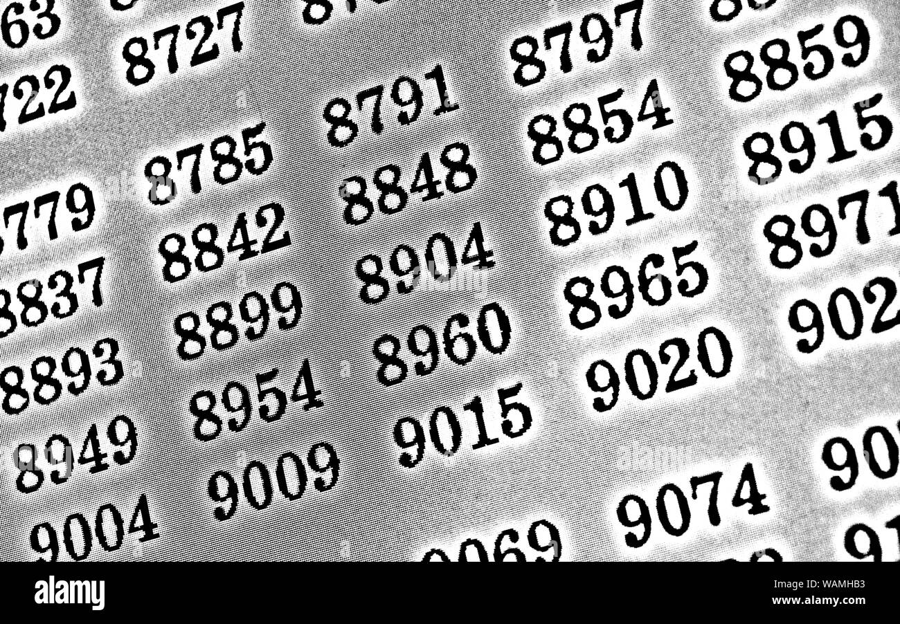 White background HDR with many numbers in perspective Stock Photo - Alamy