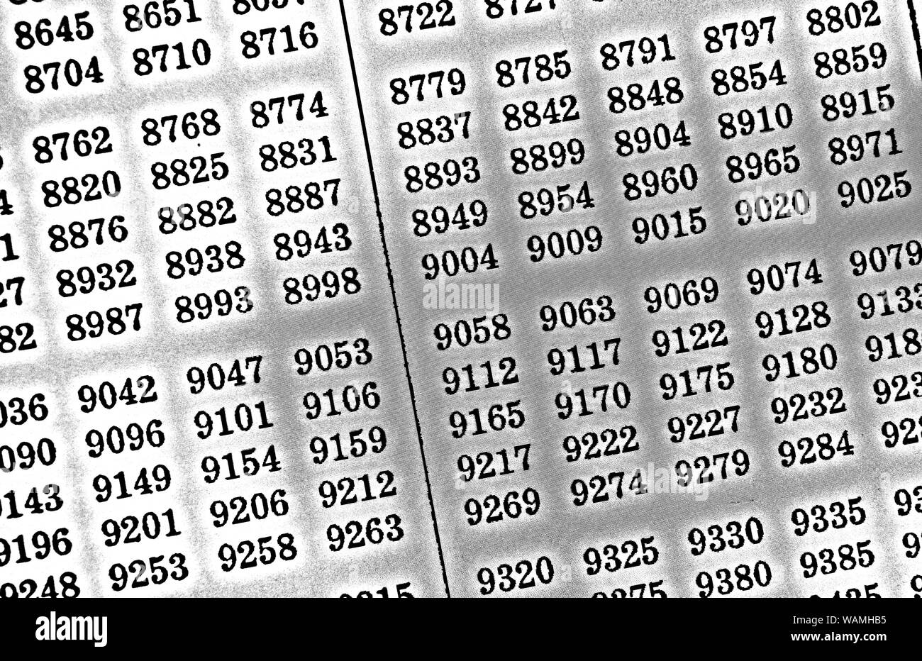 White background HDR with many numbers in perspective Stock Photo - Alamy