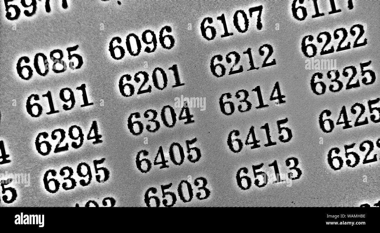 White background HDR with many numbers in perspective Stock Photo - Alamy