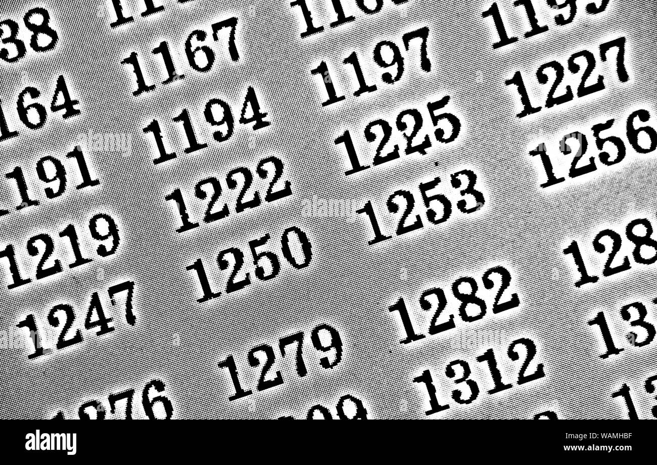 White background HDR with many numbers in perspective Stock Photo - Alamy