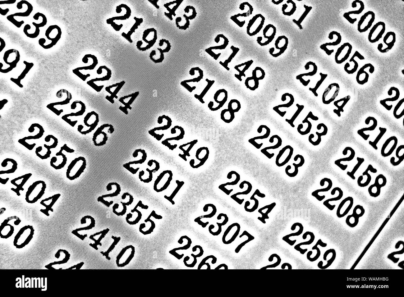 White background HDR with many numbers in perspective Stock Photo - Alamy