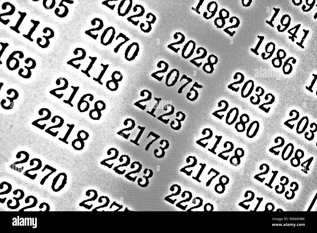White background HDR with many numbers in perspective Stock Photo - Alamy