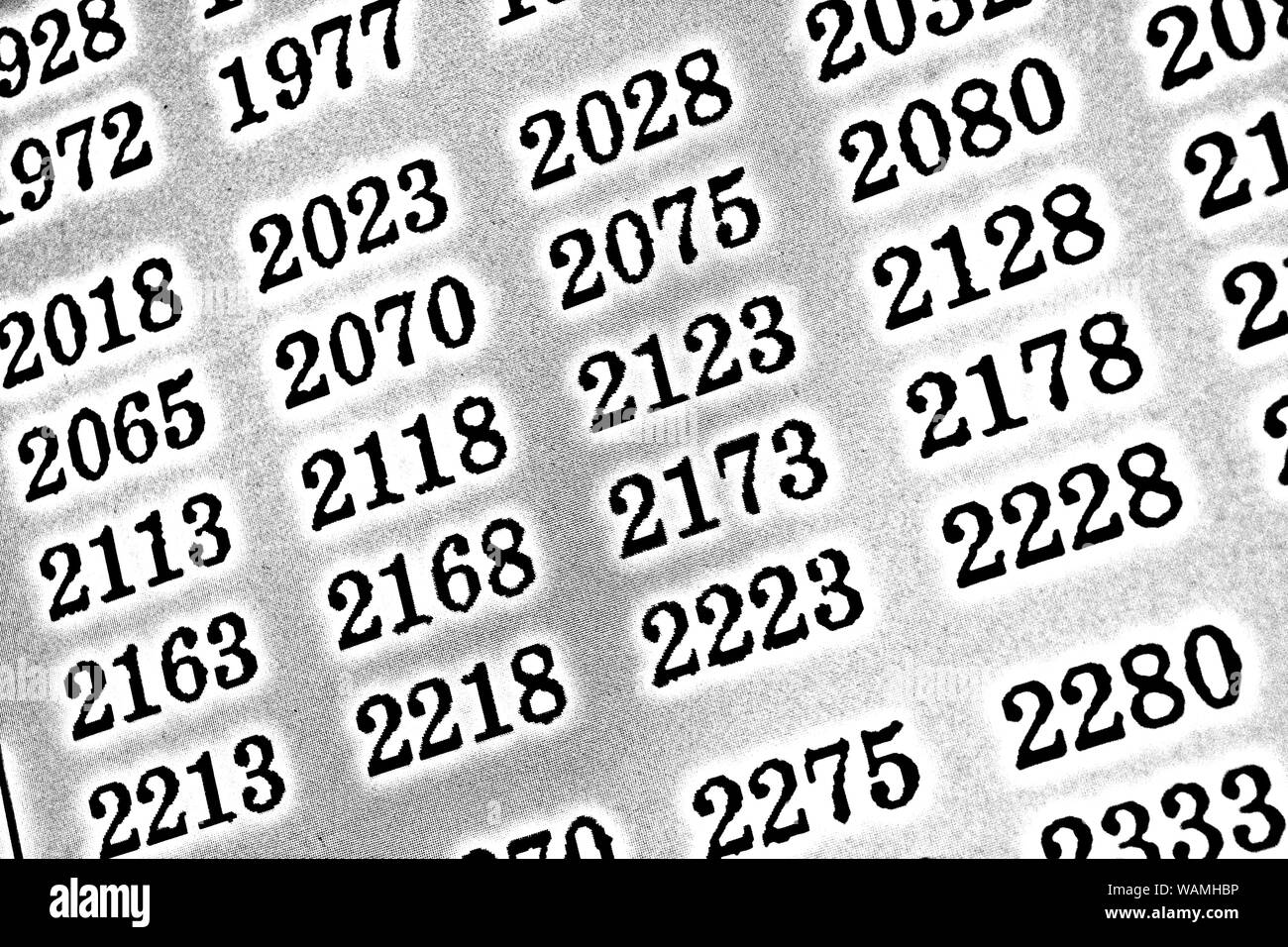 White background HDR with many numbers in perspective Stock Photo - Alamy