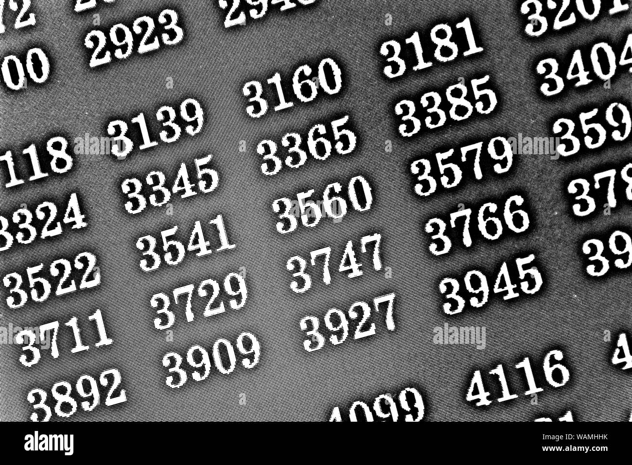 Black background HDR with many numbers in perspective Stock Photo - Alamy