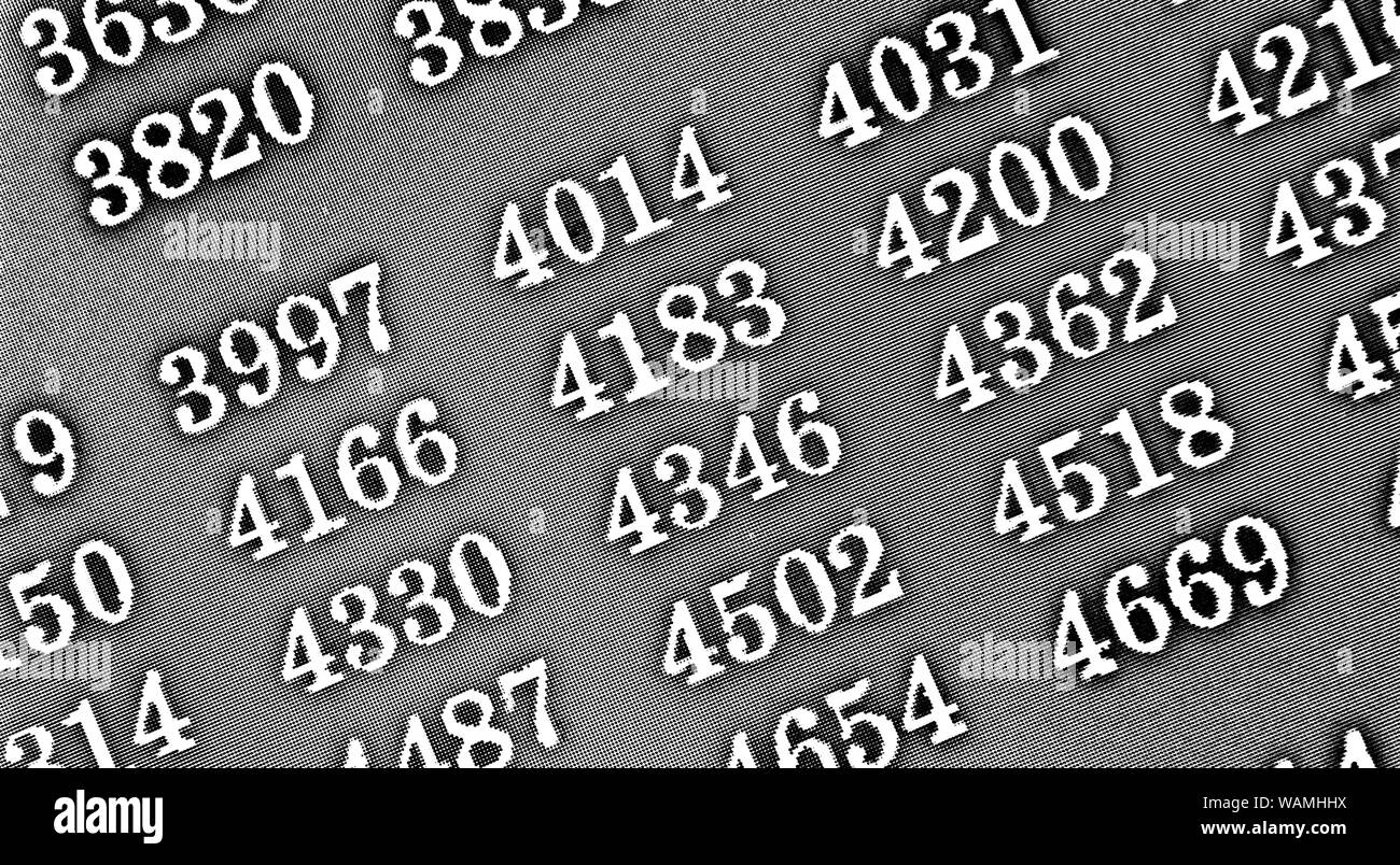 Black background HDR with many numbers in perspective Stock Photo - Alamy