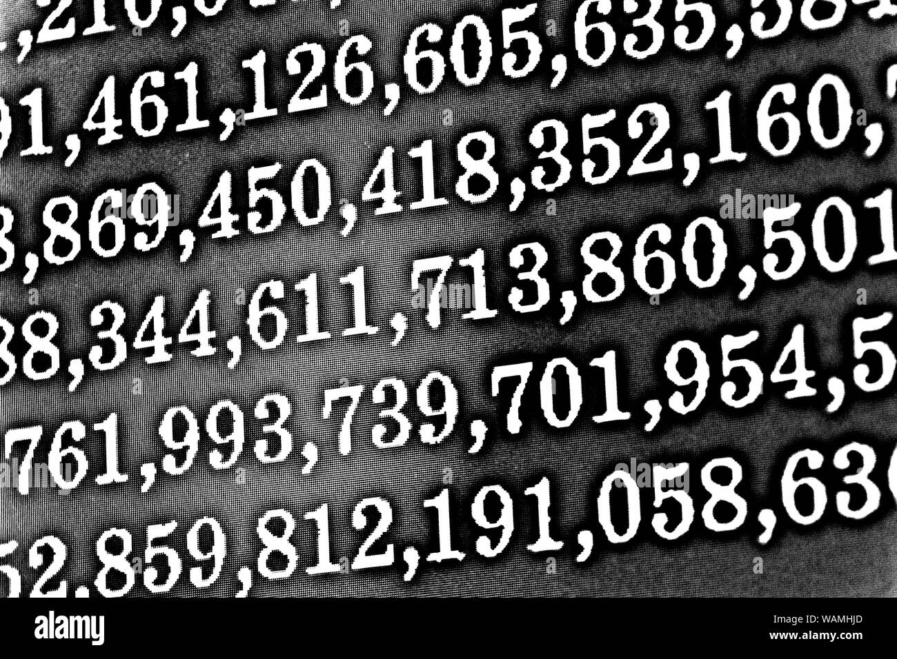 Black background HDR with many numbers in perspective Stock Photo - Alamy