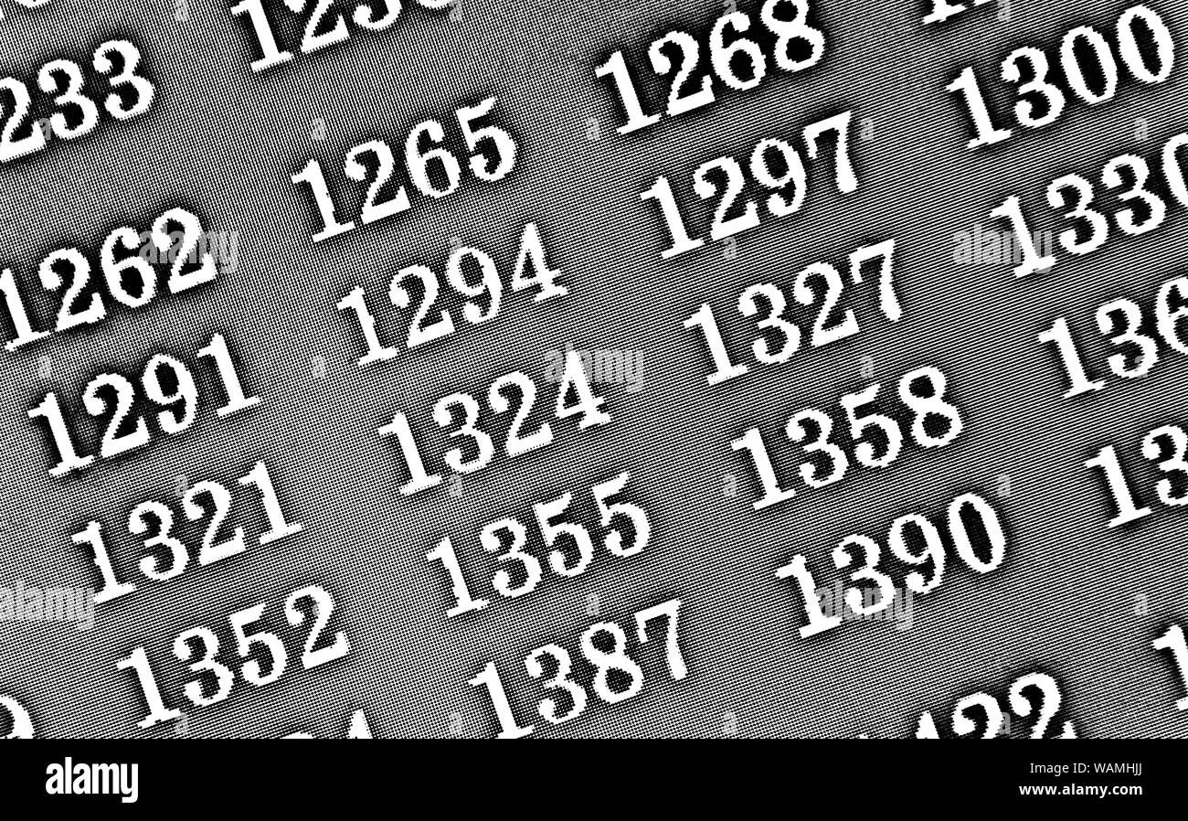 Black background HDR with many numbers in perspective Stock Photo - Alamy