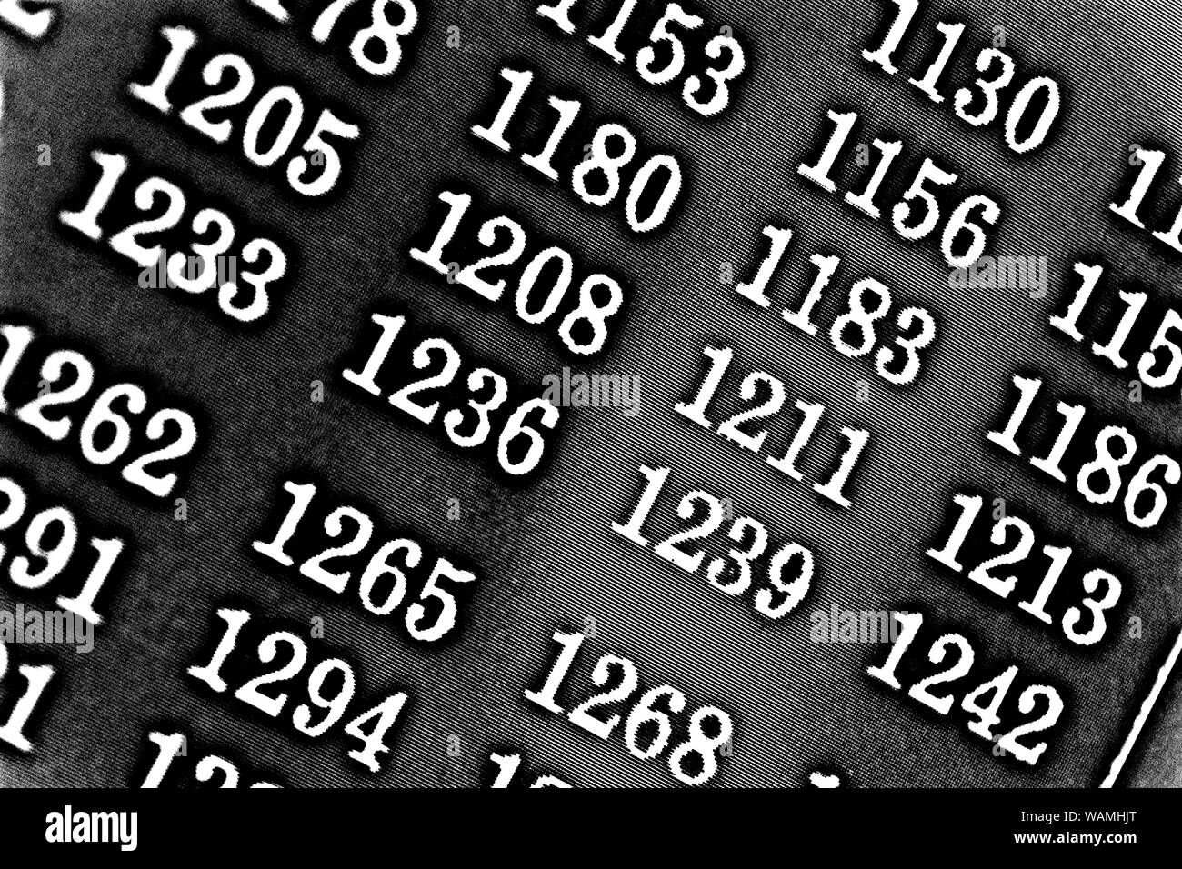 Black background HDR with many numbers in perspective Stock Photo - Alamy