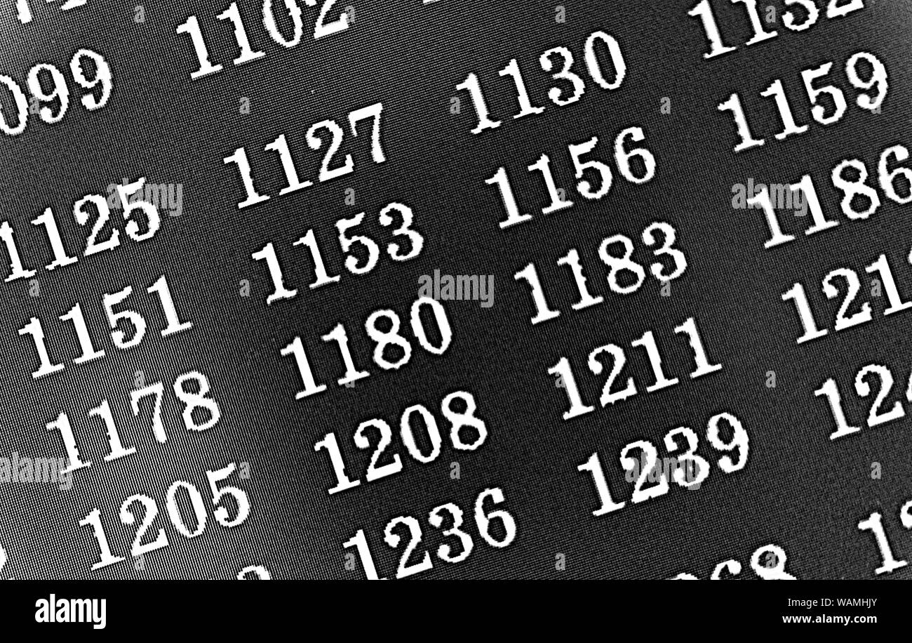 Black background HDR with many numbers in perspective Stock Photo - Alamy