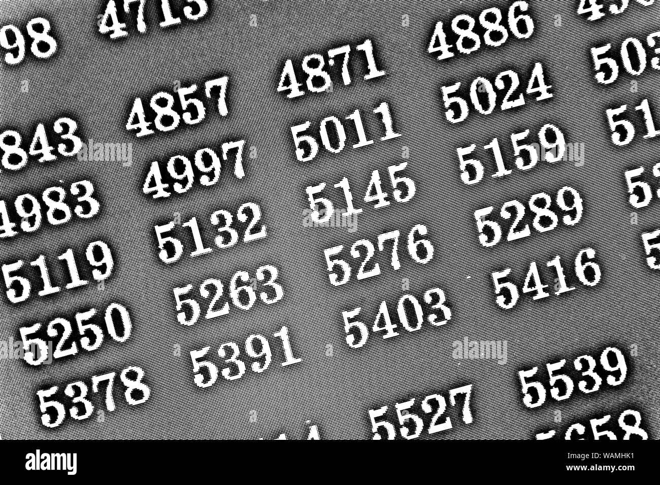 Black background HDR with many numbers in perspective Stock Photo - Alamy